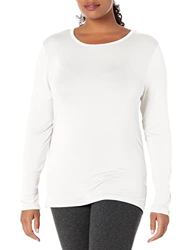 WonderWink Layers Women’s Silky Long Sleeve Tee — White, Medium