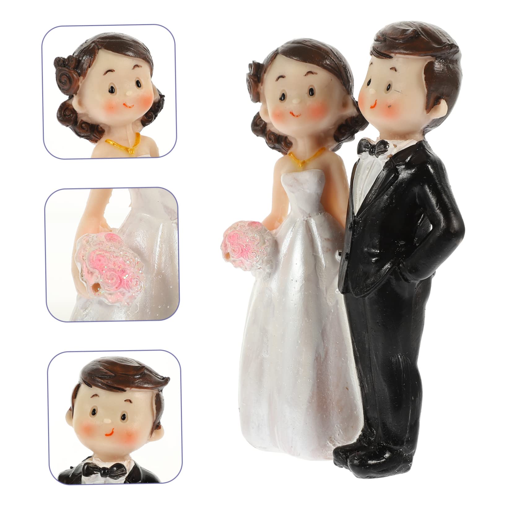 Toyvian Wedding Doll Ornaments Couple Sculpture Lovely Cake Decor Wedding Cake Decorations Rustic Cakes Toppers Delicate Couple Figure Wedding Cake Figurine Groom Desktop China Bride Resin