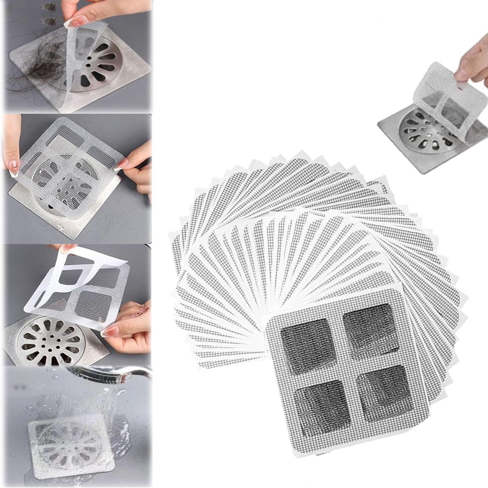 Einweg Filterflicken for Drain, Disposable Filter Patches for Drain Shower, Disposable Drain Covers for Shower, Bathtub Drain Filter Patch,Floor Drain Cover,for Bathroom,Kitchen (30PCS)