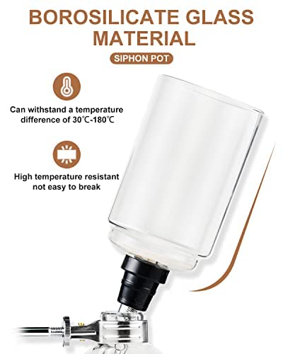 YUCHENGTECH Siphon Syphon Coffee Maker Tabletop Glass Siphon Pot Glass Technica Syphon Coffee Maker Siphon Vacuum Coffee Maker(5 Cups(600ml))