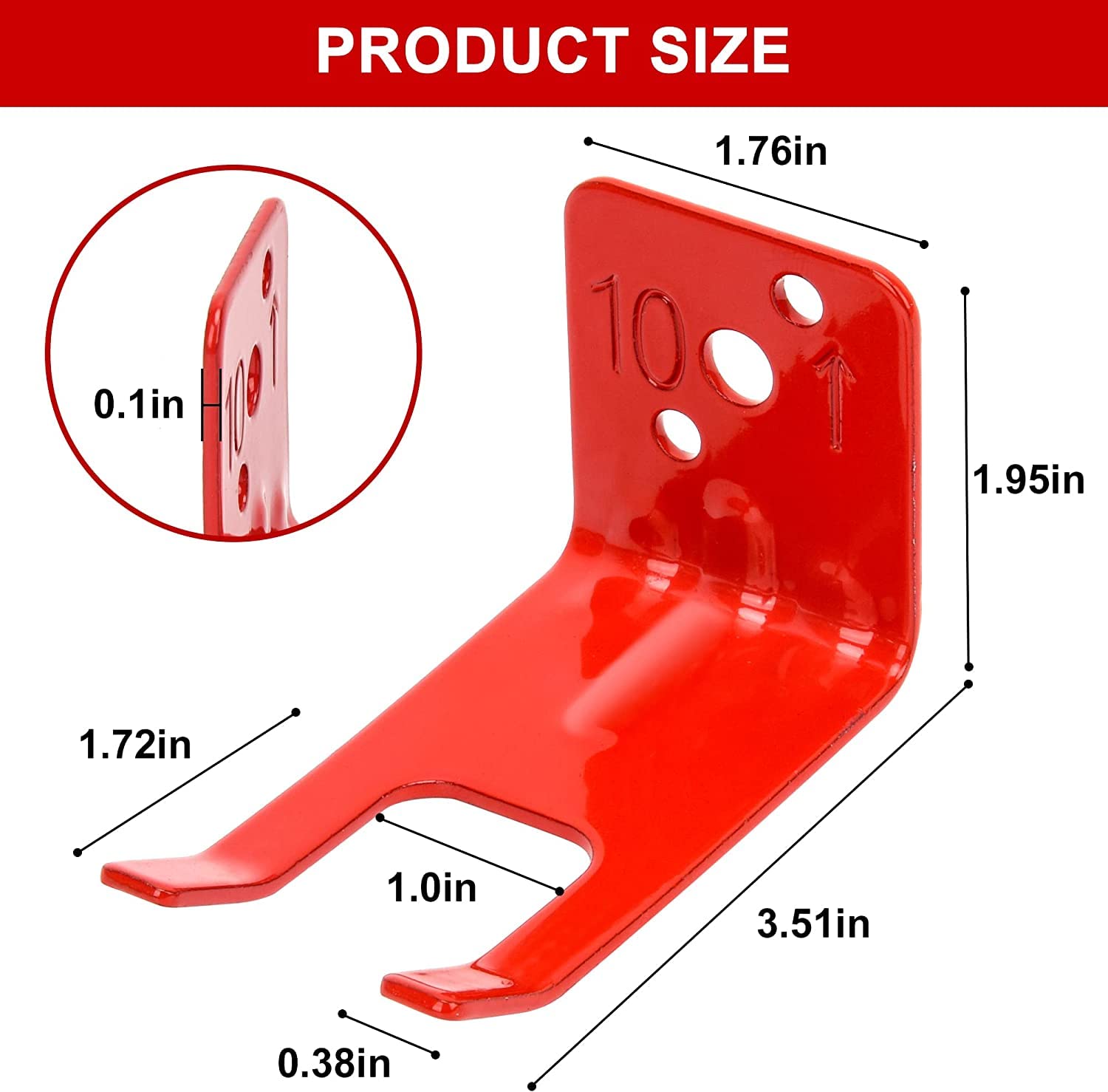 Fire Extinguisher Bracket, Fork Style Hanger for Fire Extinguishers Neck Under 1.1 inch, Wall Hook Bracket with Valve Body Slots, for 5lb-15lb Dry and Water Extinguishers (Red, 4 Pack)
