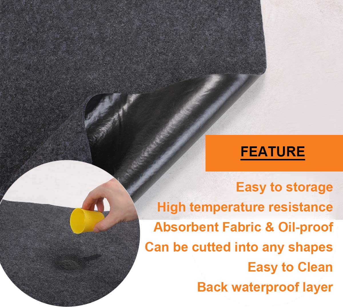 Brinman Under Grill Mat,Premium 36"x48"Absorbent Oil Protective mats for Deck &Patio,Grill Mat for Deck,Under Grill Floor Pad to Protect Deck,BBQ Mat for Under BBQ,Waterproof,Reusable