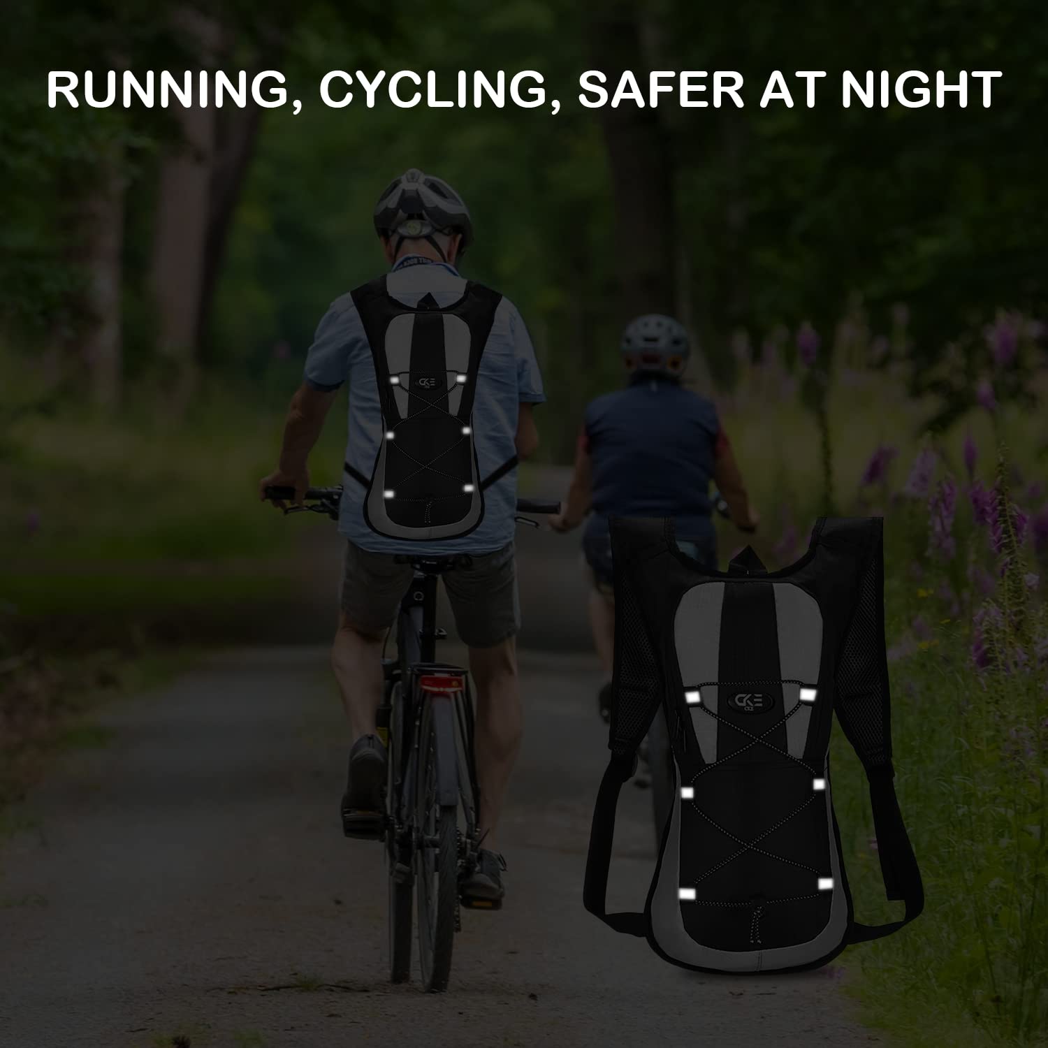 CKE Hydration Backpack with 2L Hydration Bladder Camelback Water Backpack for Men Women Kids for Hiking Running Cycling Biking Ski Camping - Black