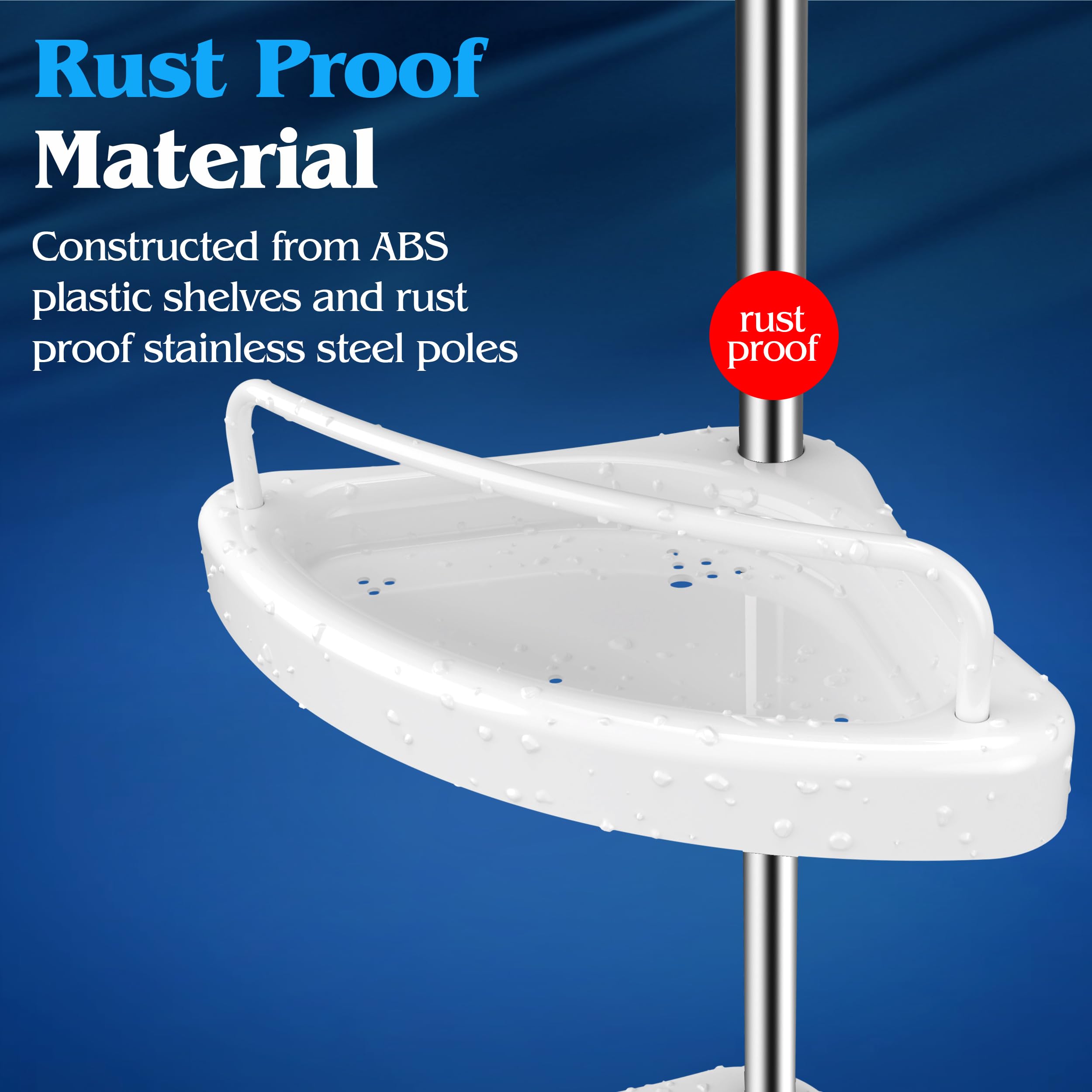 EliteCart Rust Proof Shower Caddy Corner Tension Pole β Adjustable Height (32-120 inch), 4 Tier Shelf Bathtub Organizers and Storage β Includes Towel Rack, Tooth Brush Holder and Suction Cups (White)