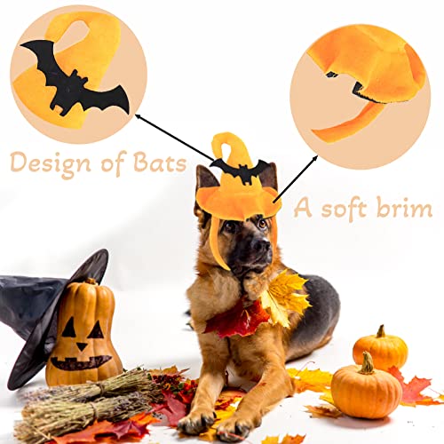 Pet Halloween Headband for Dogs Cats Black Bat Orange Hat Costume Dress Up Accessories for Medium LargeĀ Pet for Cosplay and Makeup