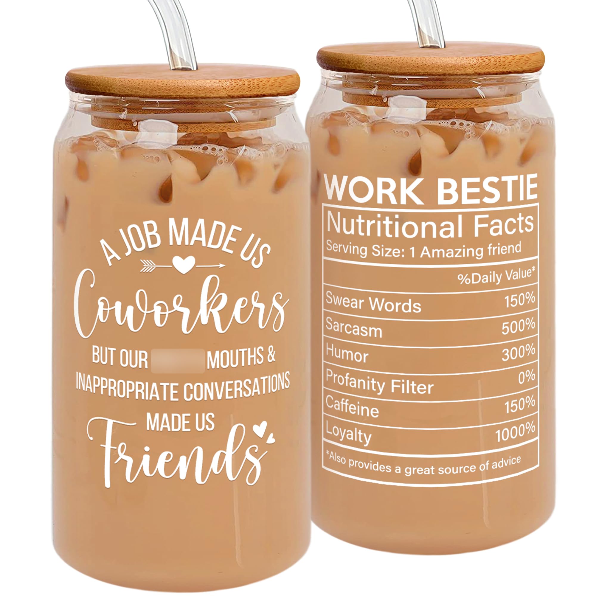 Coworker Gifts for Women - Farewell Gifts for Coworkers, Going Away Gift for Coworker, Goodbye Gifts for Coworkers - Christmas Gifts for Coworkers Women - Bestie Gifts for Women - 16 Oz Can Glass
