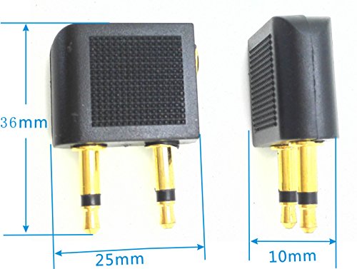 zdyCGTime 2Pack Golden Plated Airline Airplane Flight Headphone Adapters,3.5mm to 2 x 3.5mm Airplane Airline Travel Headphone Earphone Adapter.