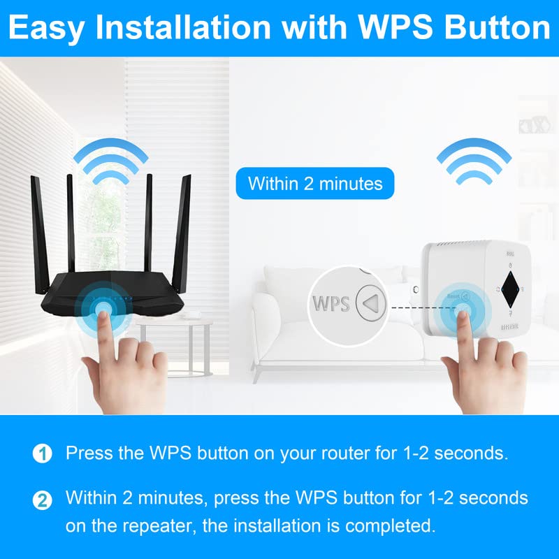 WiFi Extender Booster Repeater, Up to 4500sq.ft and 30 Devices, Wireless Internet Repeater and Signal Amplifier for Home & Outdoor, Supports Ethernet Port
