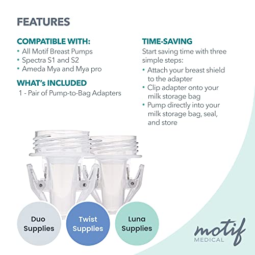 Motif Medical, Pump-to-Bag Adapters, Compatible with All Motif Breast Pumps