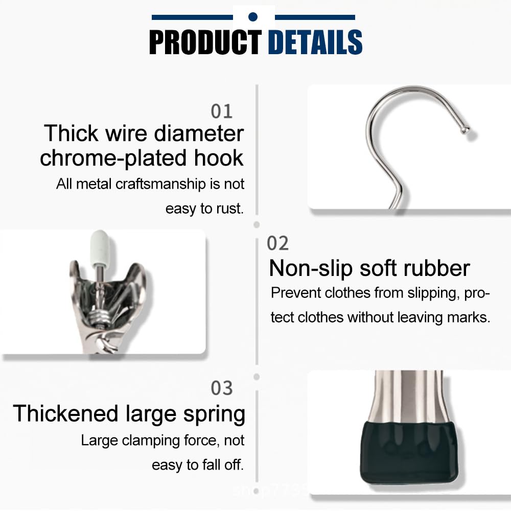 Hangers Clips,Stainless Hooks for Closet Hooks,Laundry Hanging Hooks,Travel Portable Clothes,Boot Tall Towel Hats Socks Pants and Bras (10, Blue)