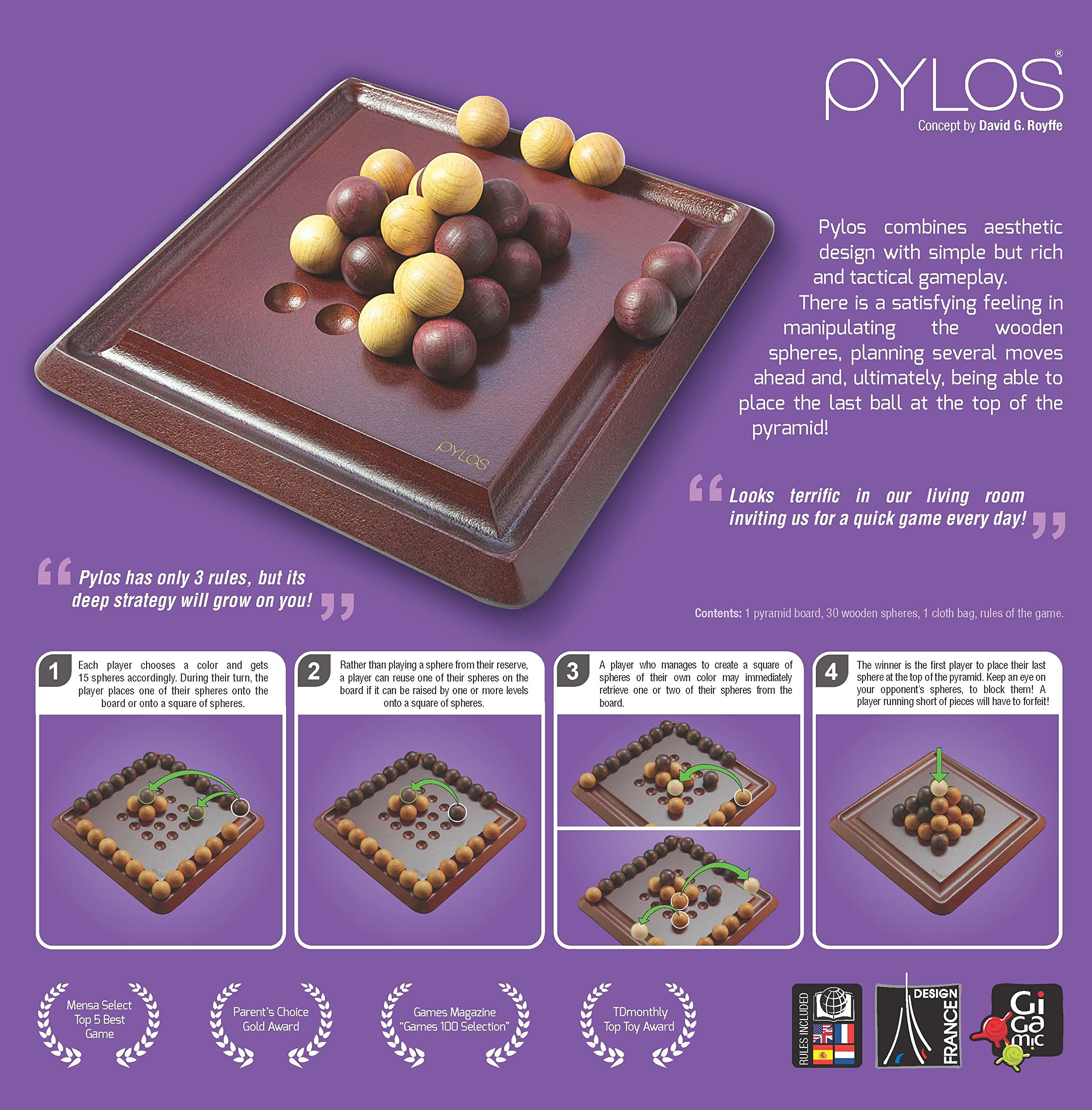 Pylos | Great Wooden Game | Abstract Strategy Board Game| Ages 8+ | 2 Players | 15 Minutes