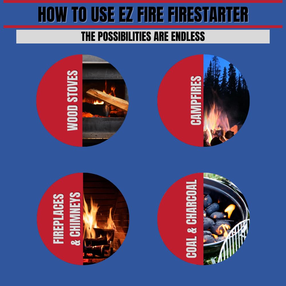 Naturally Occurring, Reliable, All Purpose, Easy-to-Use Fire Starter for Wood Stoves, Fireplaces, Campfires, and Bonfire β Waterproof, Windproof, Safe, Clean, Odorless | 100 Pack