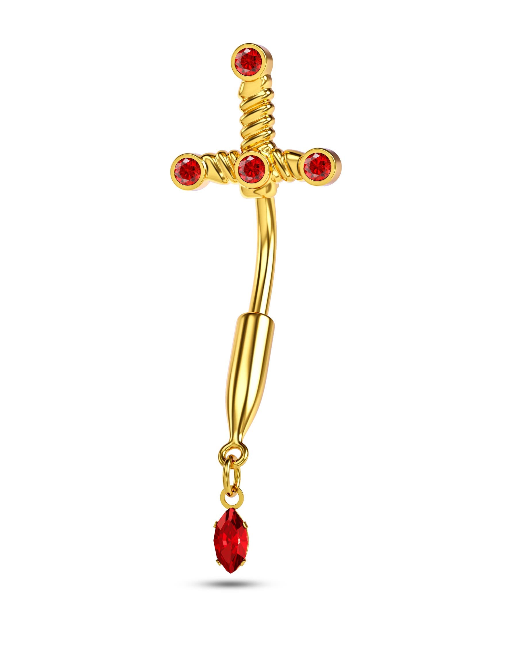 CM Crareesi Mania Dagger Belly Button Rings Gold Belly Rings for Women 316L Stainless Steel Belly Button Piercing 10mm Navel Piercing Jewelry 14G Cool Style Belly Piercing Rings