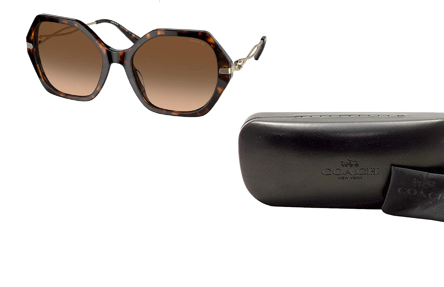 Coach HC8315 57MM Dark Tortoise/Brown Gradient Irregular Sunglasses for Women + BUNDLE with Designer iWear Eyewear Kit