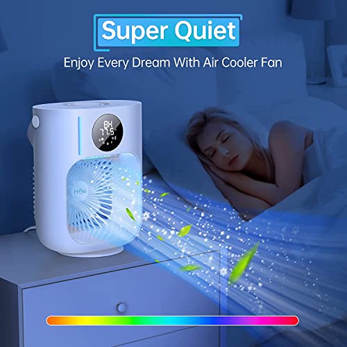 Portable Air Cooler Fan - HiAir Desktop Air Cooling Fan Evaporative Air Cooler, 3S Fast Cooling & Super Quiet, Bedroom Cooler with Large Water Capacity, Easy Use Mini Air Conditioner for Home Bedside