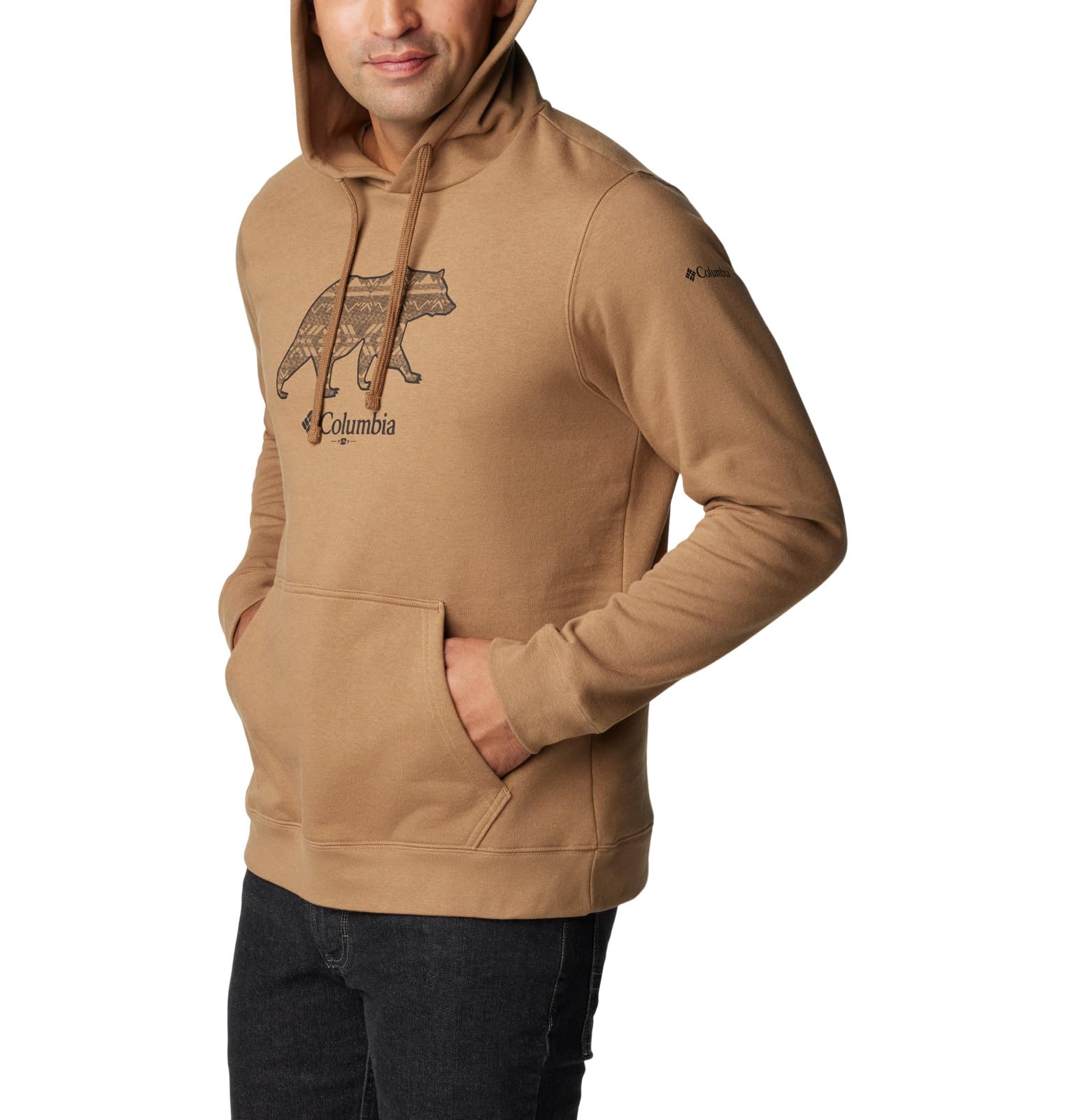 Columbia Men's Trek Graphic Hoodie, Delta/Bearly Checkered Peaks Graphic, Large