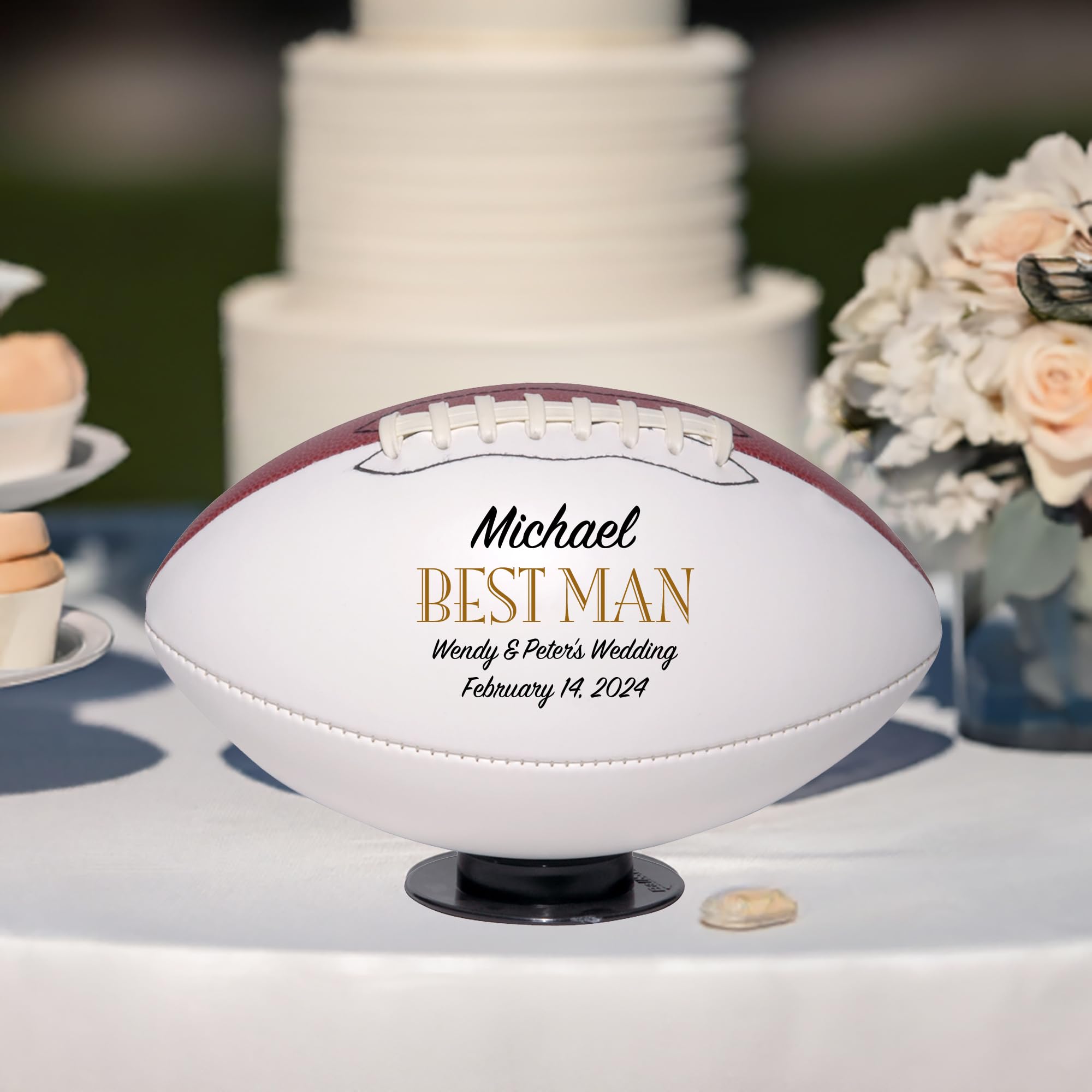 Personalized Custom Football Wedding Gift, Groomsman, Best Man, Bridesmaid, Ring Bearer Keepsake Gift (Best Man)
