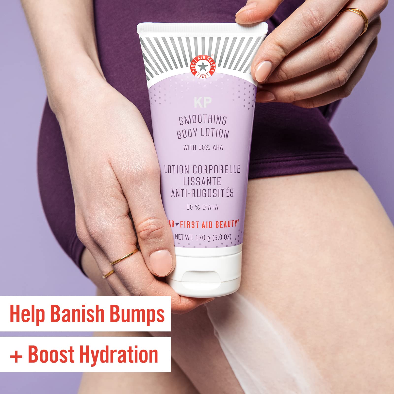 First Aid Beauty KP Bundle: KP Bump Eraser Body Scrub with 10% AHA – 8 oz – and KP Smoothing Body Lotion – 6 oz