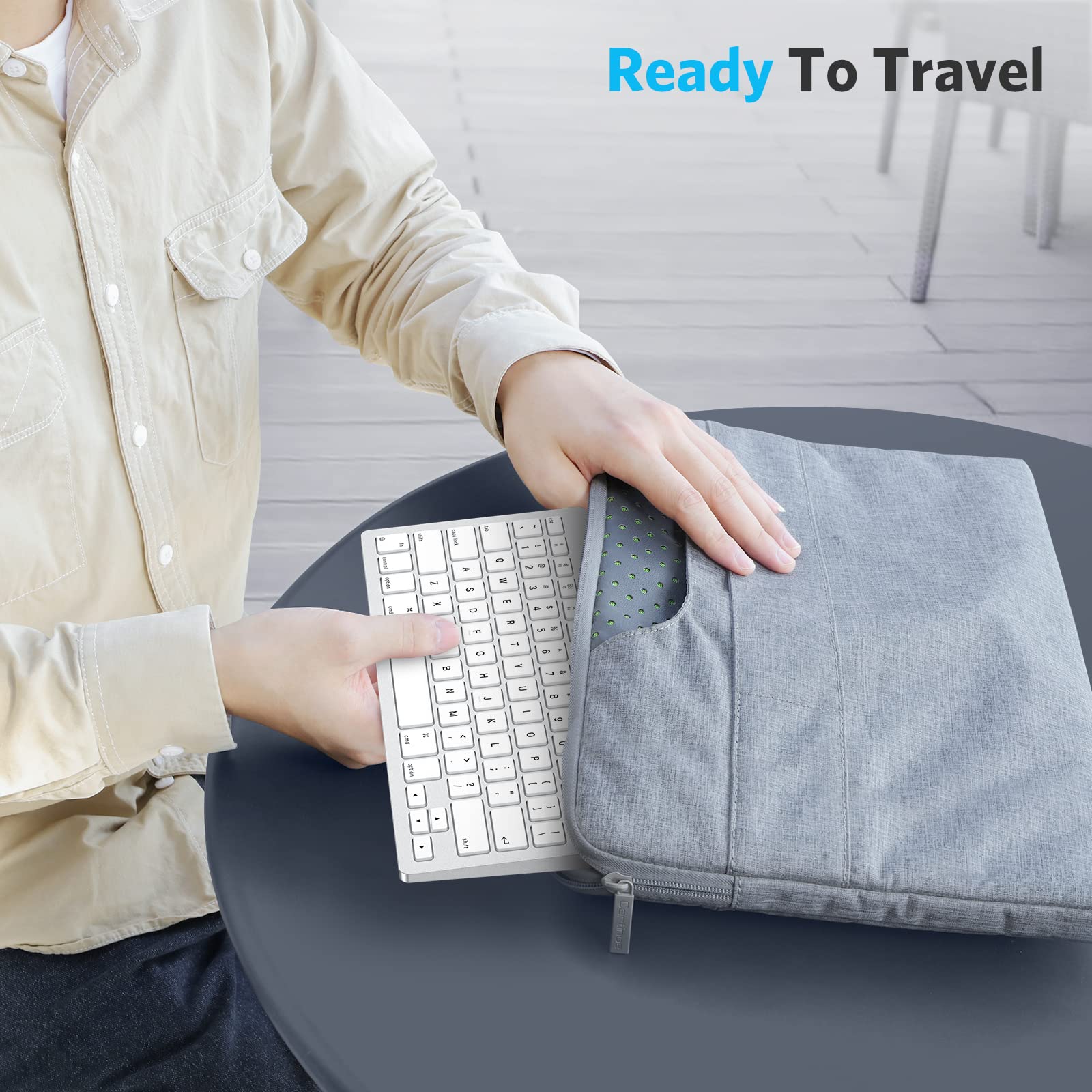 Emetok for iPad Keyboard [Aluminum Base, Big Keycap, Rechargeable], Portable Bluetooth 5.1 Keyboard for iPad 10th/9th/8th, iPad Pro 11/12.9, iPad Air/Mini/iPhone, Silver