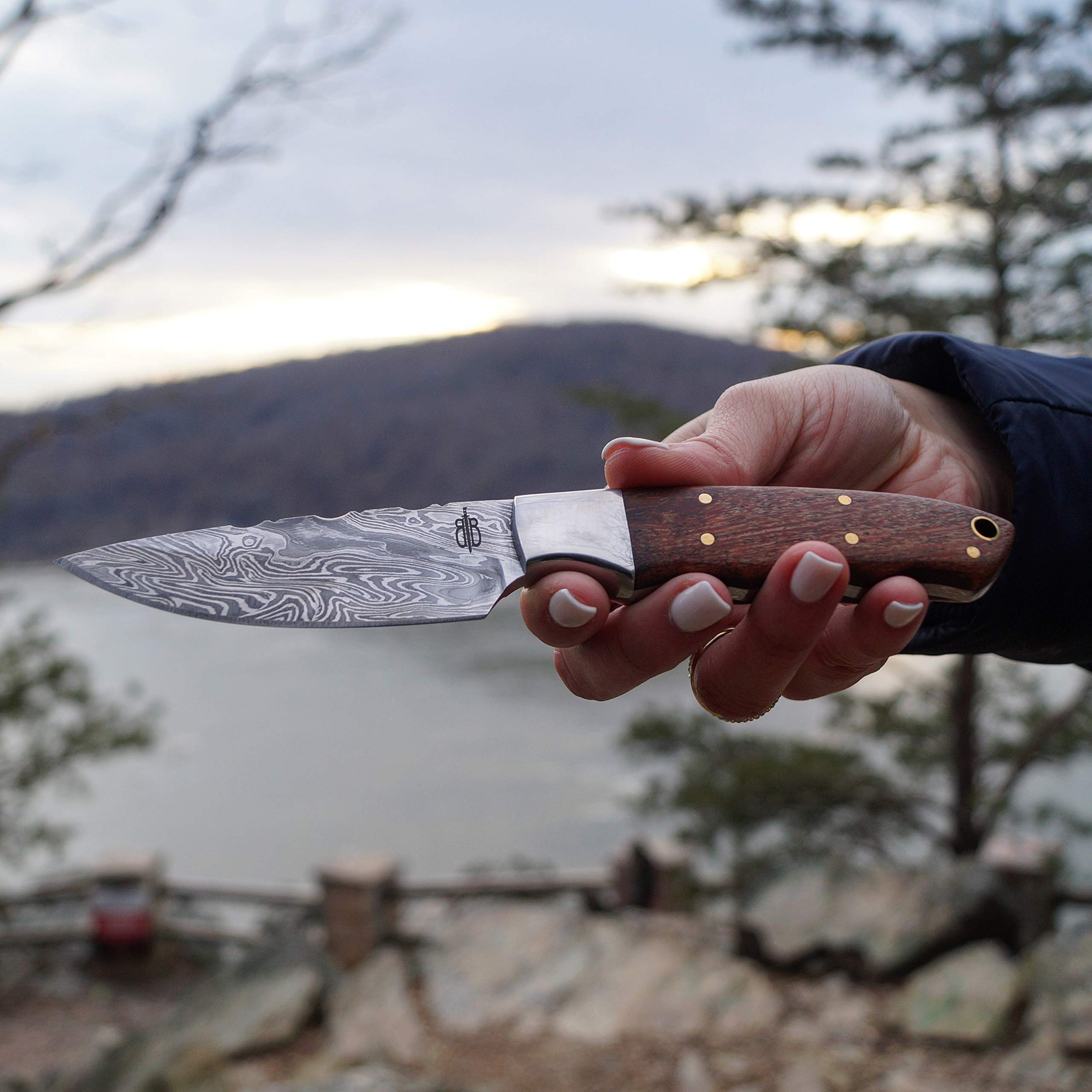 BUCKNBEAR KNIVES Custom Handmade Hunting Fixed Blade Knife w/Burlwood Handle