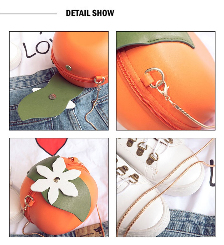 MILATA Fruit Orange Shaped Women Pu Leather Clutch Purse Cross Body Bag