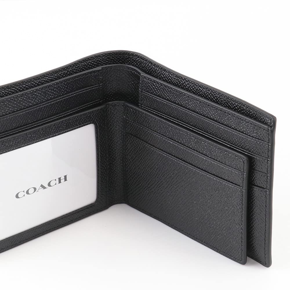 Coach Men's 3 in 1 Wallet (Crossgrain Leather, Black)