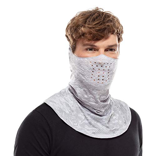 BUFF Adult CoolNet UVX Mask, Lightweight Face and Neck Covering, Camo White, One Size