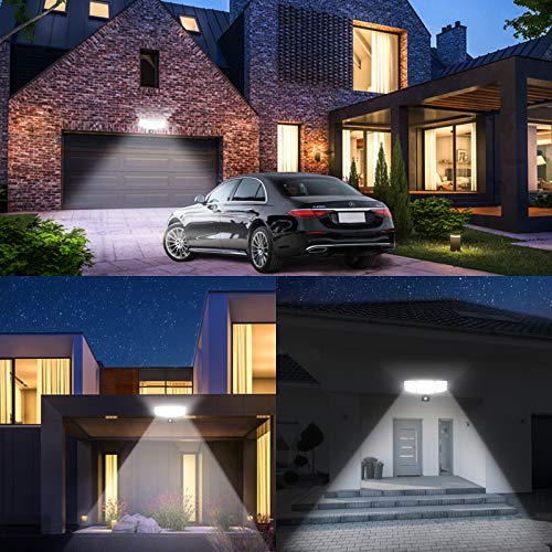 Ganiude 35W Plug in Flood Light Outdoor, Motion Sensor Plug in LED Security Light with Remote Control, Dusk to Dawn, 3 Head, 3500LM, 5000K, IP65 Waterproof Exterior Light for Porch, Garage, Yard