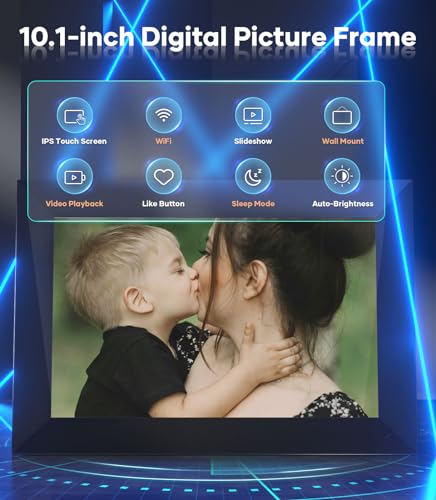 Cozyla Digital Picture Frame WiFi Free Unlimited Storage AI-Powered Send Pictures & Video via Google Photos Email Web Browser App Digital Photo Frame Electronic Picture Frame Slideshow 10.1 Inch Black
