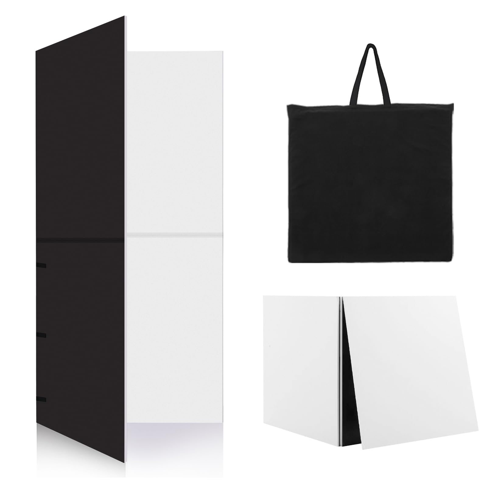 Foldable Light Reflector 2- in-1 Background Cardboard, 78 X78'' Double Black/White Photography Reflector Multi-Use Diffuser Board Includes Carrying Bag, BIEYANG