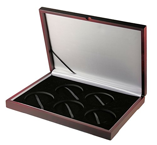 Guardhouse Wood Display 5 Coin Box for 5-Ounce Silver ATB Coins in 83mm Z5 Capsules Mahogany Finish