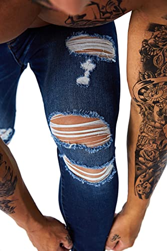 manverse&co Men's Super Skinny Athletic Fit Stretchy Soft Washed Premium Spray-on Fit Denim Jeans (Pls Go One Size Up)