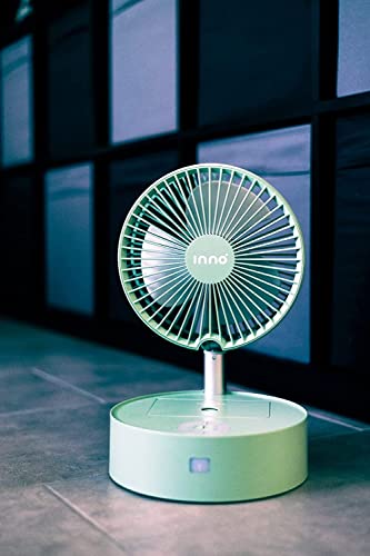 Portable Fan & Essential Oil Diffuser β Foldable Standing or Desk Fan with Night Light, Air Diffuser, Humidifier β 24 Hr. Run Time (Green)