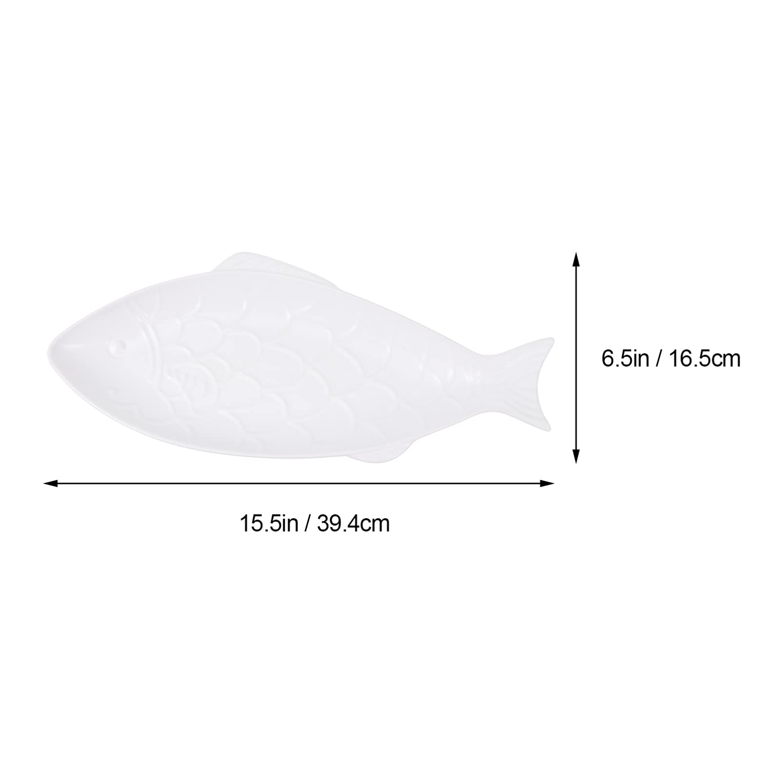 DOITOOL White Ceramic Fish Plate Unique Design Fish Serving Platter Dish, Fish Shape Platter for Fish, Sushi, Fruit or Cheese for Kitchen Restaurant Tableware ( White ) Serving Platter