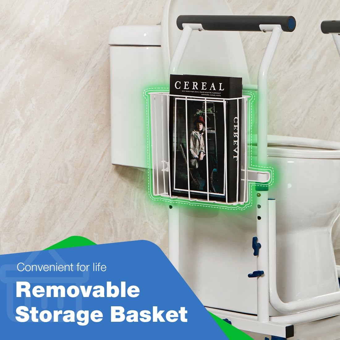 GreenChief Toilet Safety Frame 350lbs, Stand Alone Toilet Rails, Adjustable Handrails Fit Most Toilets, Medical Toilet Seat Frame for Elderly Handicap Disabled, 4 Large Suction Cups