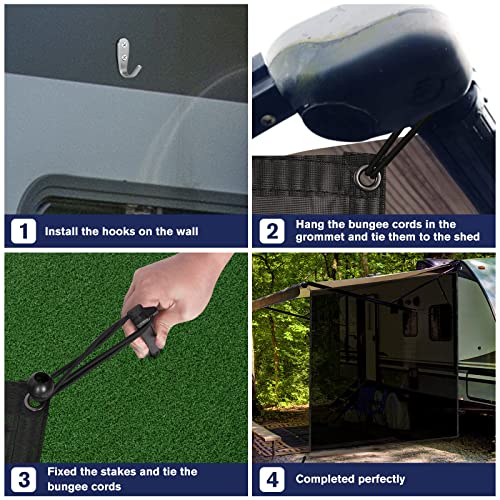 PAULINN RV Awning Side Sunshade Screen 9' X 7', Black Mesh Screen for UV Blocker and Privacy, Complete Camper Awning Side Shade Screen Kit for Motorhome Camping Trailer Canopy