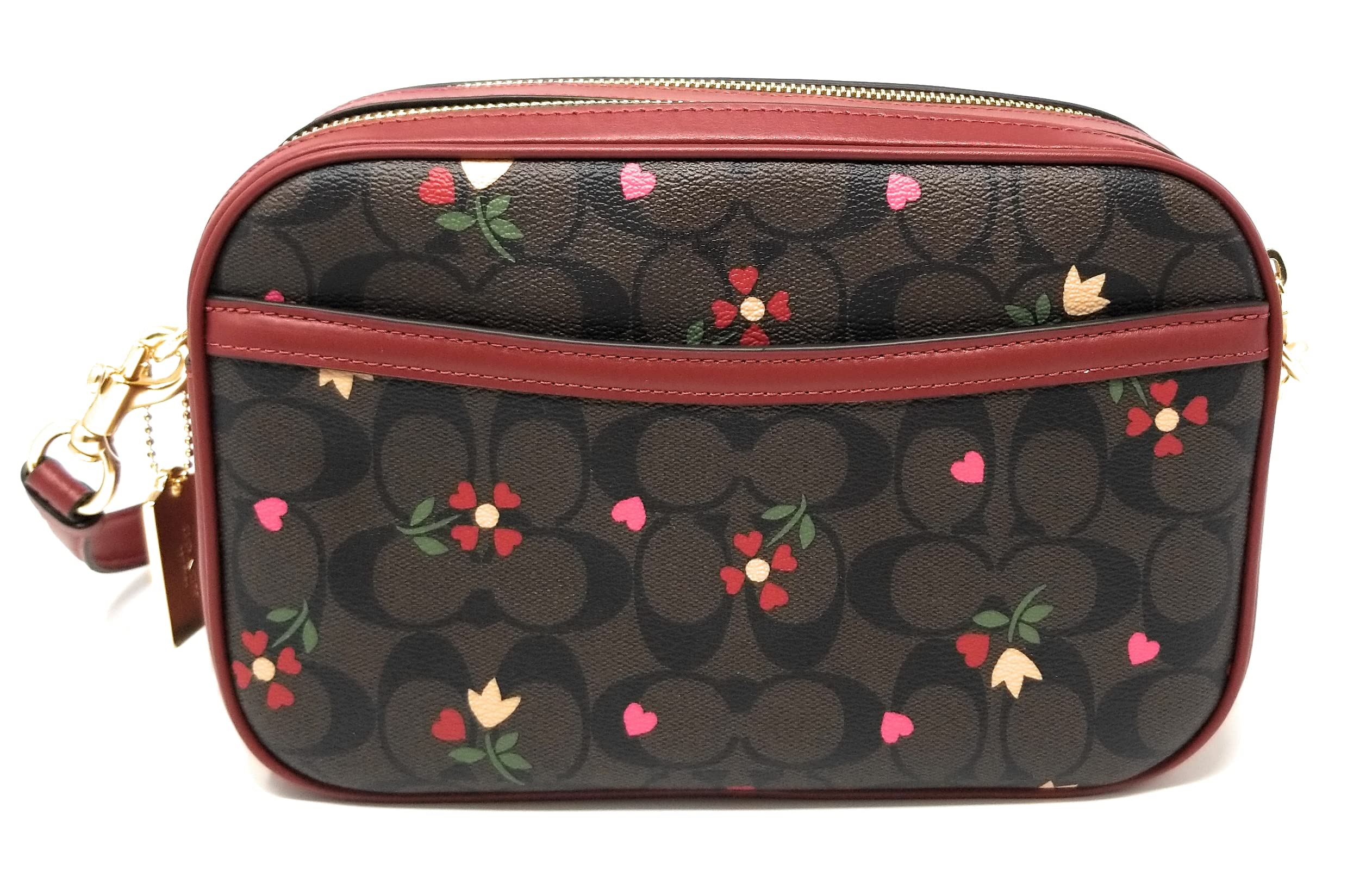 COACH Women's Jes Crossbody Bag in Signature Canvas (Heart Petal Print - Brown - Multi)