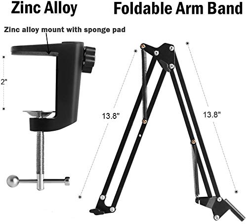 Windscreen and Dual Layered Pop Filter Heavy Duty Mic Arm,Broadcasting