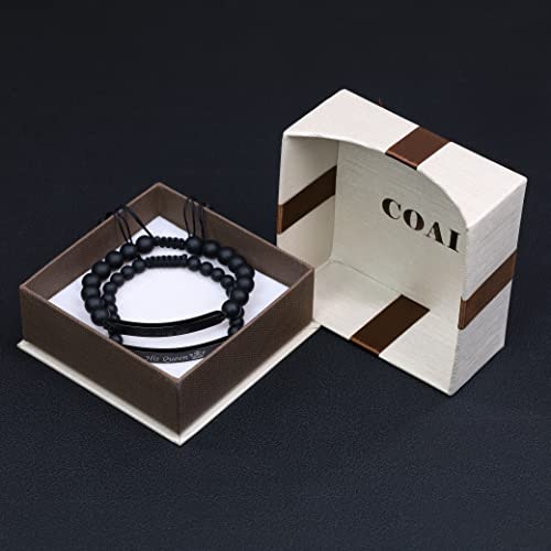 COAI Matte Onyx Stone King Queen Matching Couples Bracelets