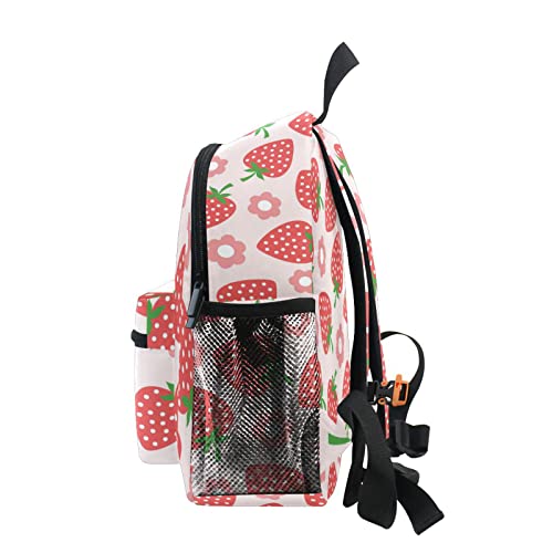 Kids Backpack for Girls Strawberry Cute Pink Toddler Bags Children Preschool Kindergarten Small Chest Strap 3-8 Years Old