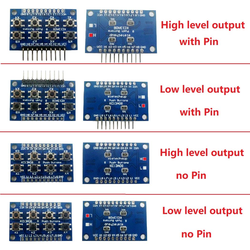 eletechsup 8-Button Low Level Push Buttons Module 8 Keyboard Keypad for Arduiuo Due Breadboard Leonardo Zero TRE Micro Banana pi STM32 no pin (1)