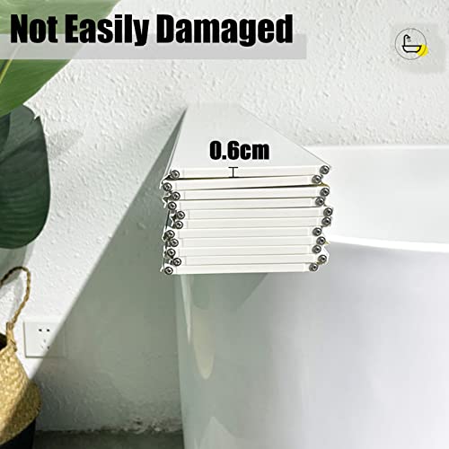 Folding Bathtub Cover Bath Shelf Bathtub Tray, Adjustable Storage Rack Dust-Proof Board Insulation Cover, 0.6cm Thickness PVC Shutter Bath Lid (Color : White, Size : 70x127x0.6cm)