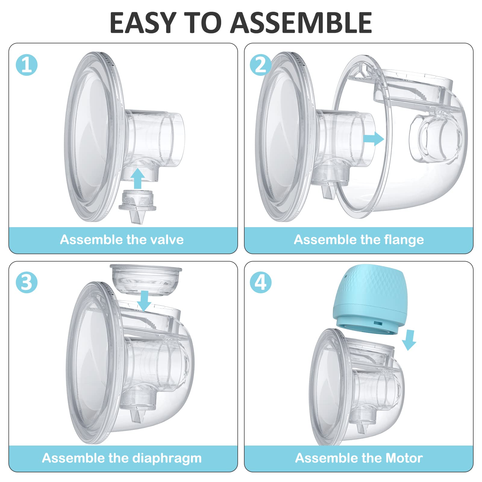 CPPSLEE Breast Pump, Wearable Breast Pump, Hands Free Breast Pump, Electric Breast Pump with 3 Mode & 9 Levels, Wireless Breast Pump Rechargeable, LCD Display, 25mm Flange, 2 Pack, Blue