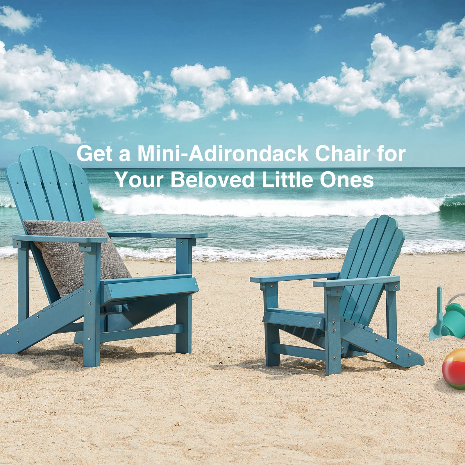 EFURDEN Kids Adirondack Chair, Polystyrene Adirondack Chair for Children, Easy-Maintenance Patio Chair for Outdoor and Indoor (Blue)