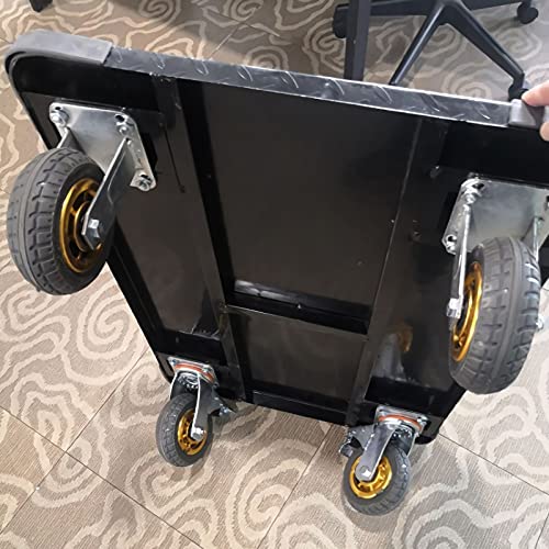 Folding Hand Truck Push Cart Dolly Steel Deck Platform Truck with Foldable Handle and Silent Wheels for Flowerpots Luggage Toolbox Cooler Moving Portable Dolly for Moving (Size : 5in Wheels with b