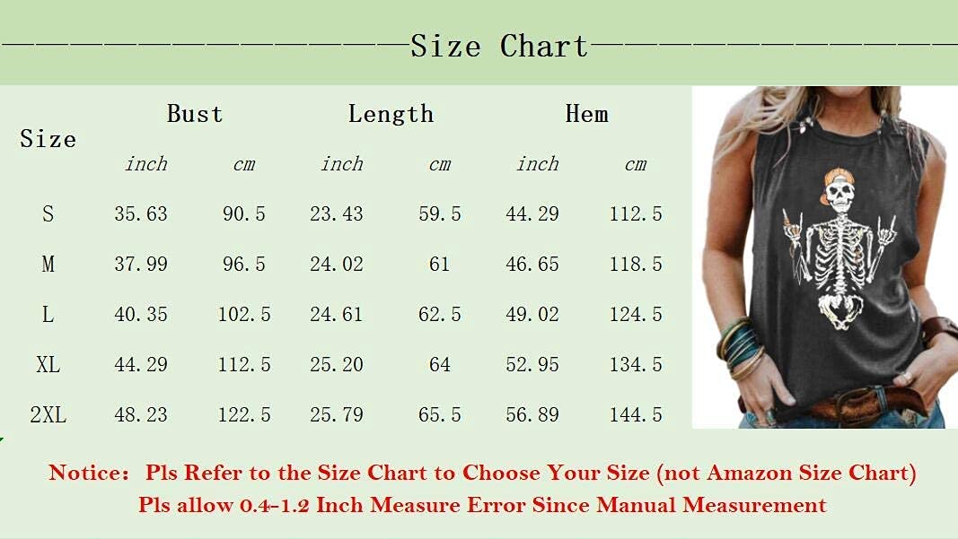 BRUBOBO Womens Funny Skull Graphic Tank Tops Summer High Neck Sleeveless Workout Tee Shirts (Large,Black)