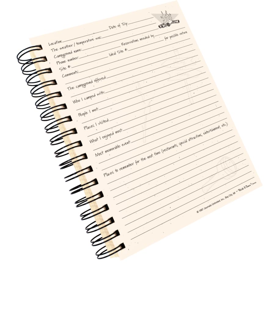 Write it Down Journals Unlimited Series Guided Journal, Camping, The Camper's Journal, with a Yellow Hard Cover, Made of Recycled Materials, 7.5"x 9"