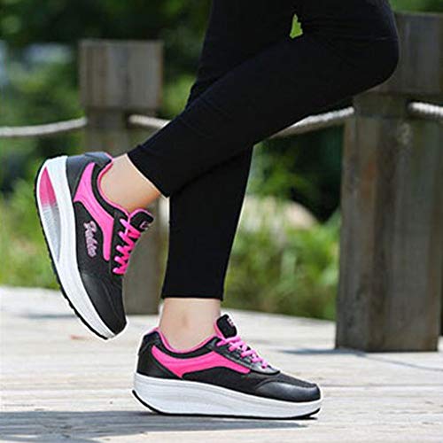 TUU Women Mesh Breathable Heightening Shoes Soft Bottom Round Toe Rocking Shoes Sneakers
