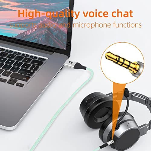 Muchfox USB to 3.5mm Audio Jack Adapter,6.6FT USB 3.0 to 3.5mm AUX Stereo Audio Cord,Compatibility with Laptop, Speaker, Support Windows,【Not Applicable to Charging and MP3, Truck, TV USB Ports 】