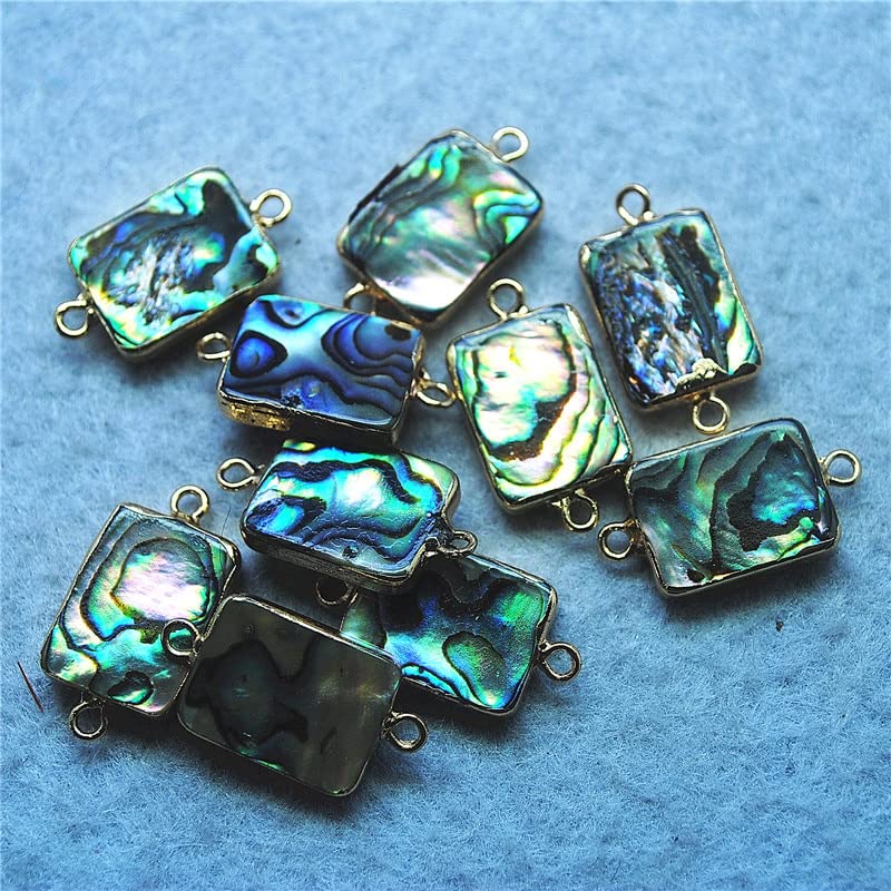 Davitu 5PCS Natural Abalone Shell Connectors Saltwater Beads Oval Shape and Round Top Selling Items for Women Bracelets MakE - (Color: oval 13x18mm)